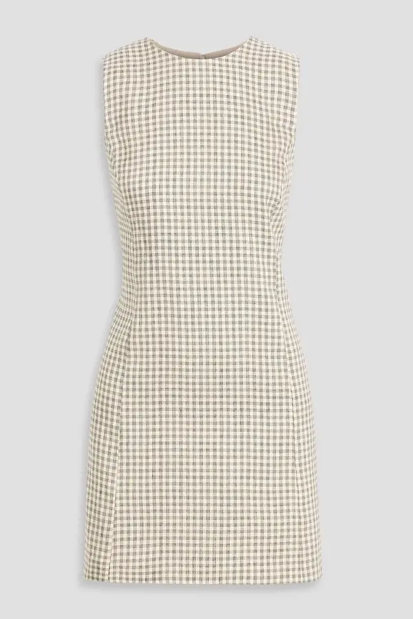 Theory Checked Linen-blend Mini Dress