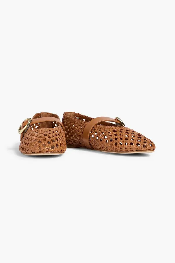 STUART WEITZMAN Thea Woven Leather Mary Jane Flats