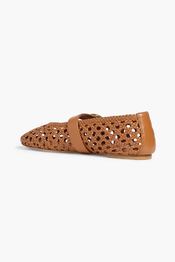 STUART WEITZMAN Thea Woven Leather Mary Jane Flats