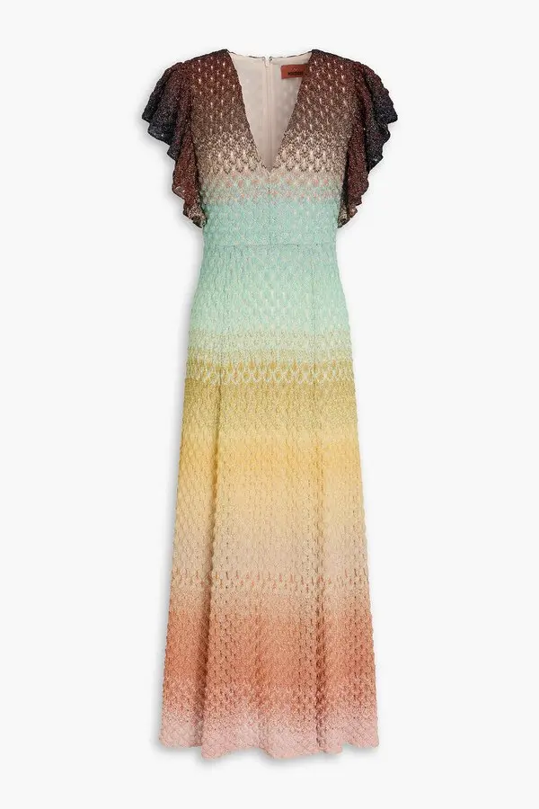 Missoni Metallic Crochet-knit Midi Dress
