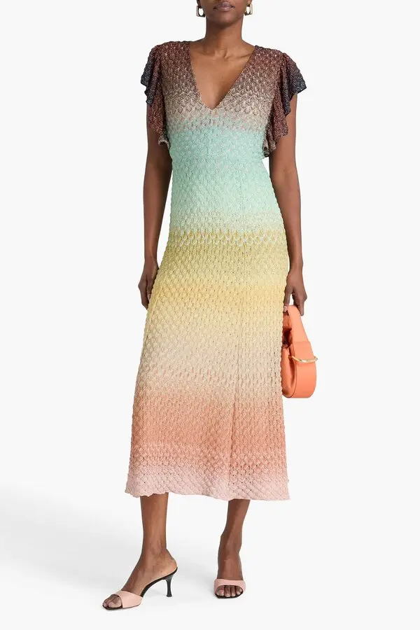 Missoni Metallic Crochet-knit Midi Dress