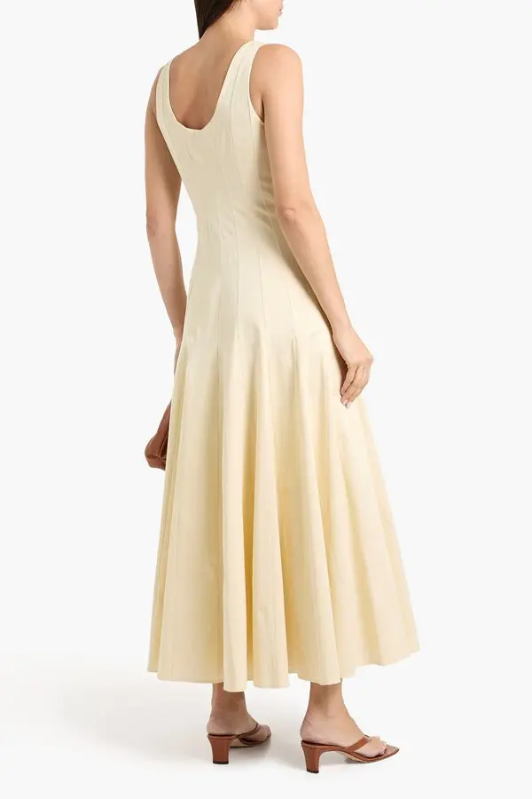 Another Tomorrow Flared Cotton-blend Twill Midi Dress - Ivory