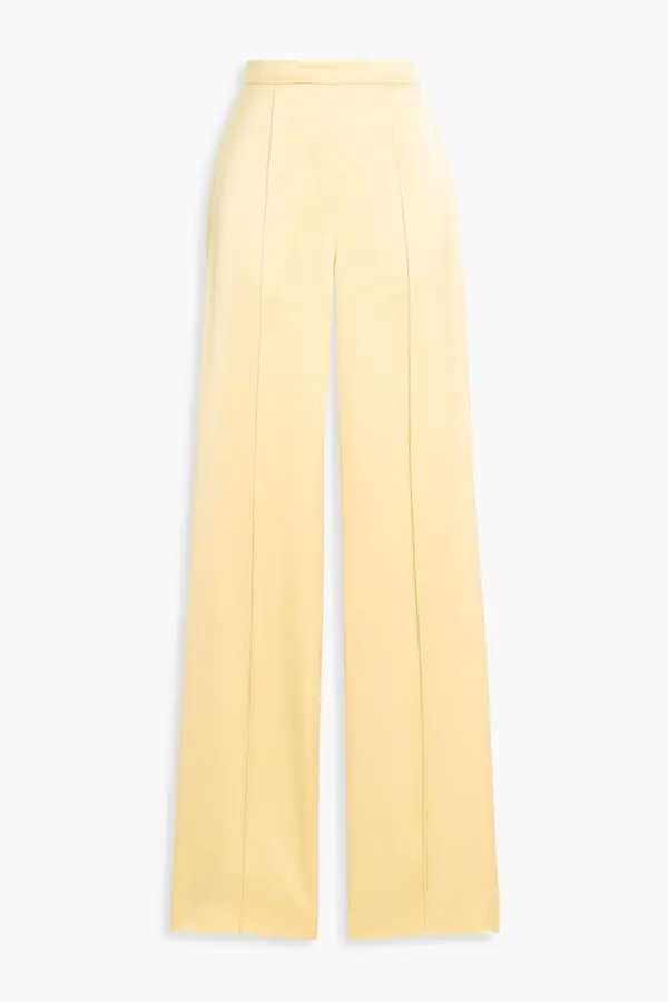 Another Tomorrow Satin Straight-leg Pants - Pastel Yellow