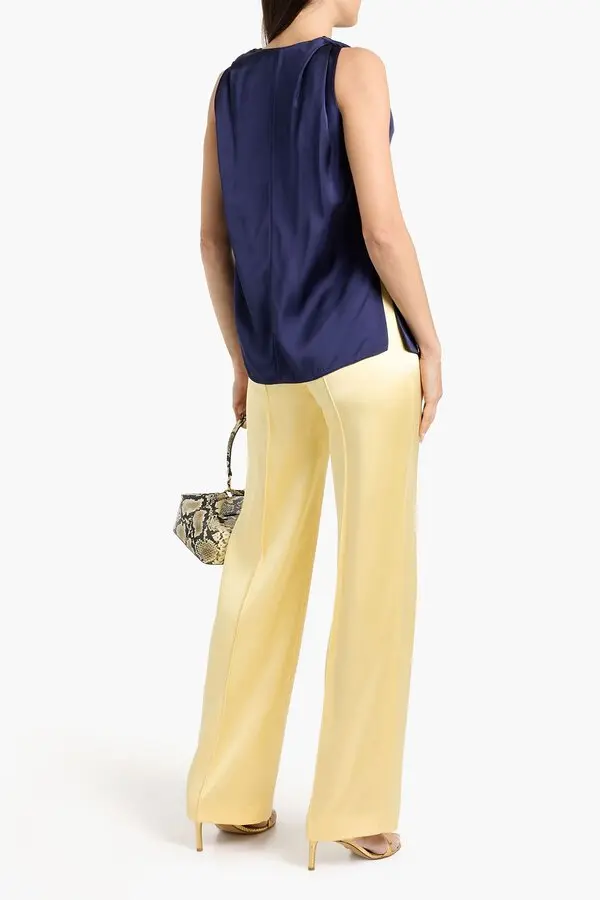 Another Tomorrow Satin Straight-leg Pants - Pastel Yellow