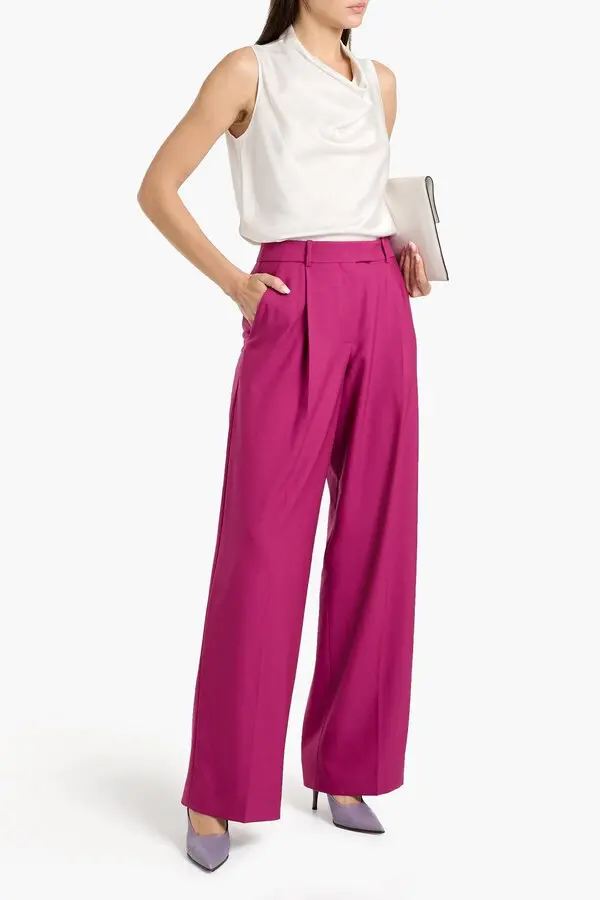 Another Tomorrow Wool-blend Wide-leg Trousers