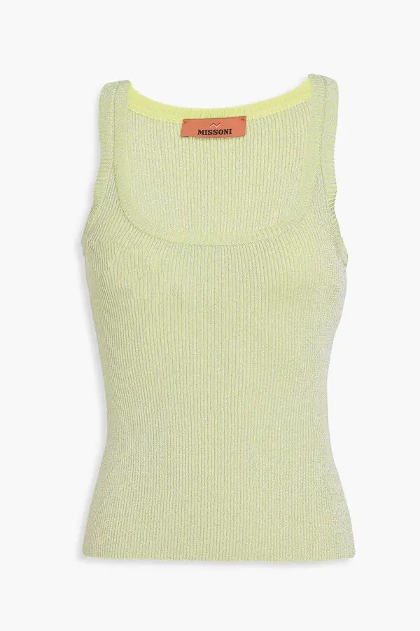 Missoni Metallic Ribbed-knit Tank - Light Green