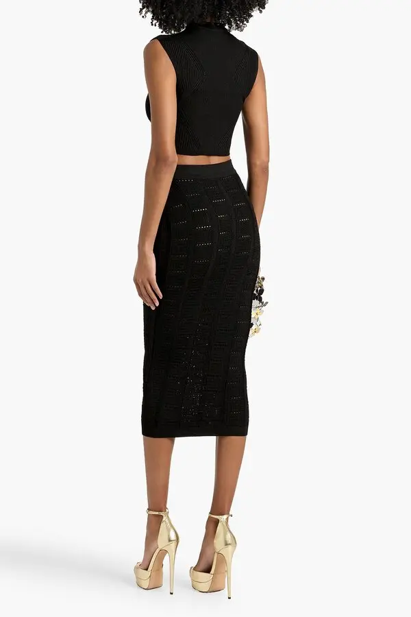 Balmain Cropped Ribbed-knit Top