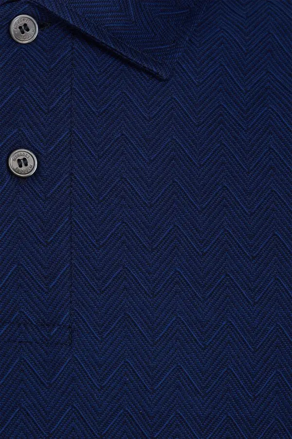 Missoni Printed Cottonjacquard Polo Shirt - Navy