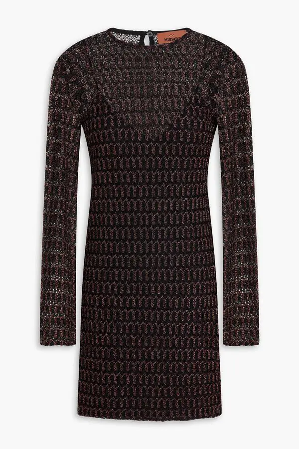 Missoni Metallic Crochet-knit Mini Dress - Black