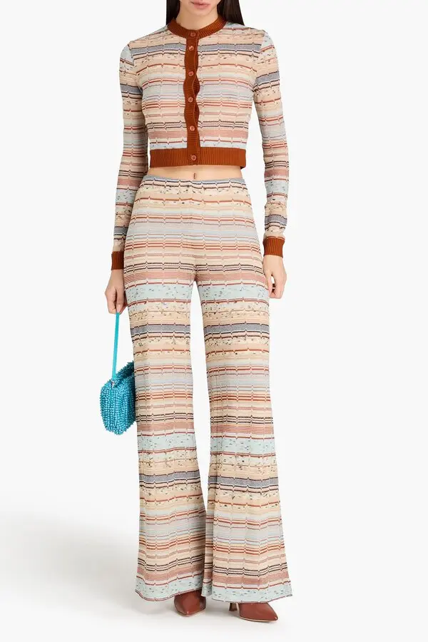 Missoni Metallic Crochet-knit Wide-leg Pants