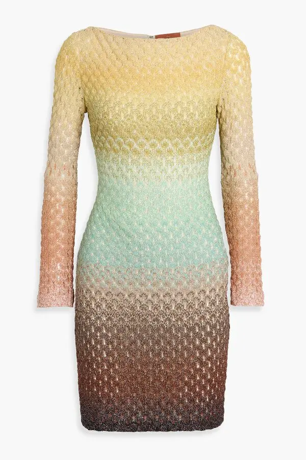 Missoni Metallic Crochetknit Mini Dress - Mint