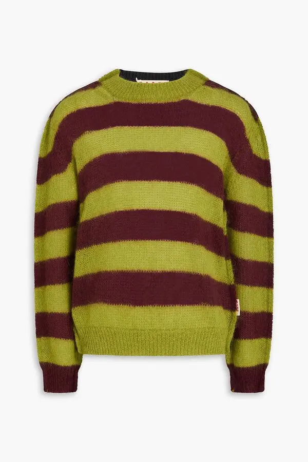 Marni Striped Mohair-blend Sweater - Leaf Green