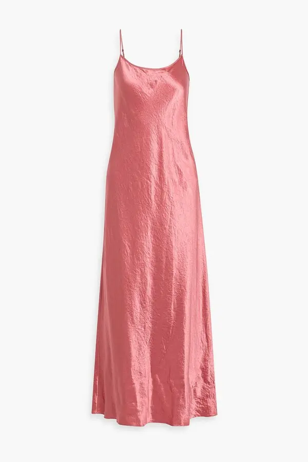 Vince Crinkled Satin Maxi Slip Dress - Antique Rose