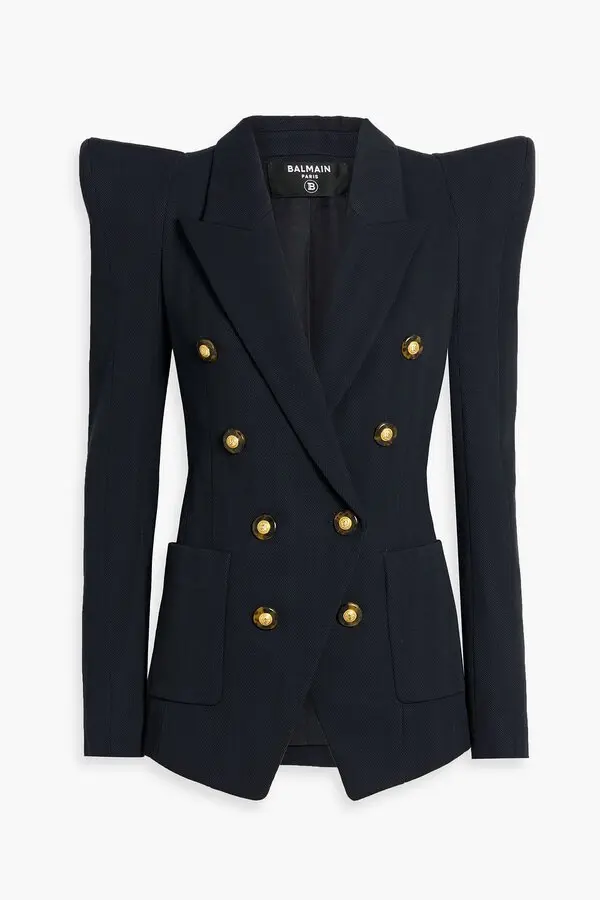 Balmain Embellished Herringbone Wool-twill Blazer
