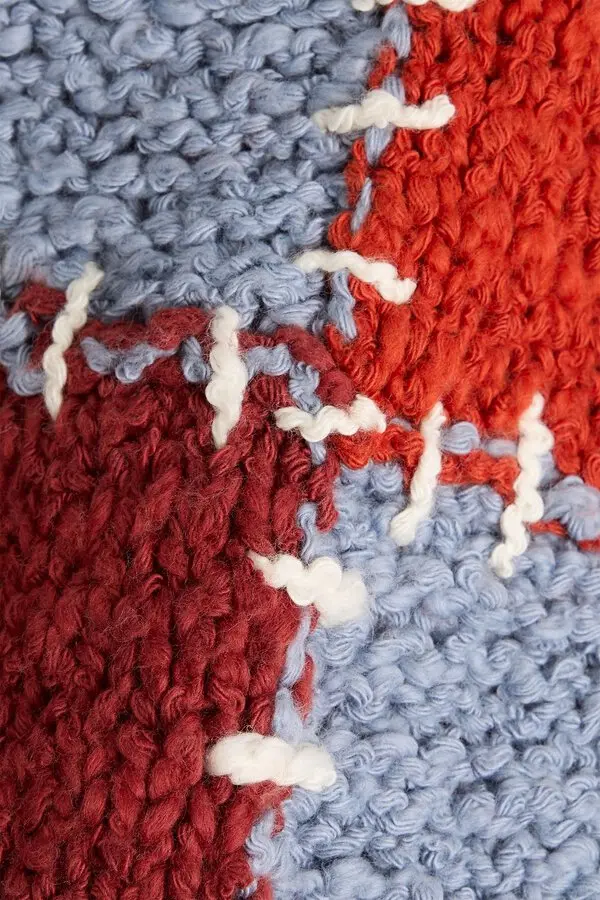 THE ELDER STATESMAN Fringed Patchwork Bouclé-knit Cotton Sweater