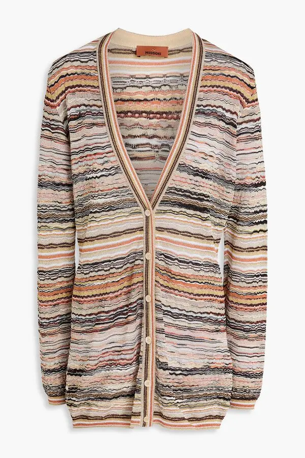 Missoni Metallic Crochet-knit Cardigan - Orange
