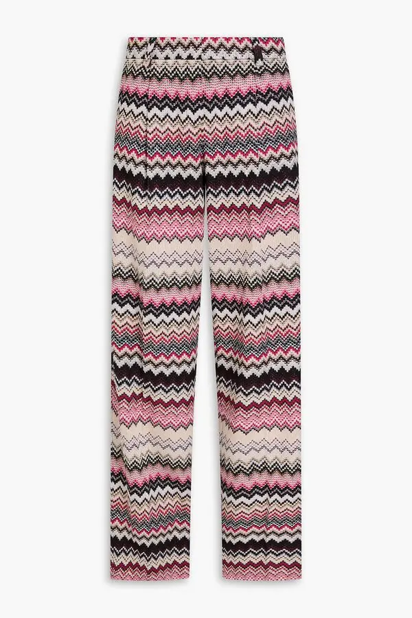 Missoni Metallic Crochet-knit Straight-leg Pants - Magenta