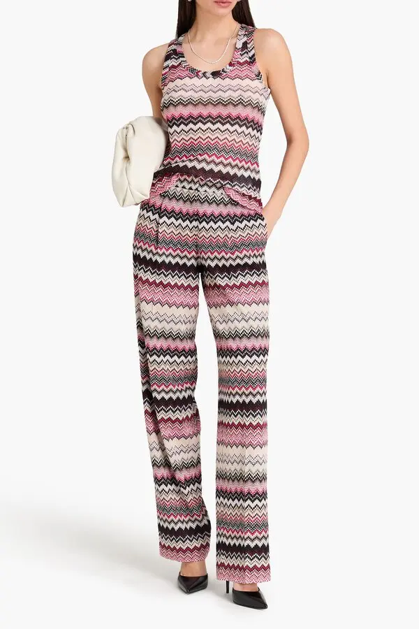 Missoni Metallic Crochet-knit Straight-leg Pants