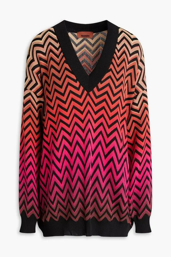 Missoni Crochet-knit Cotton-blend Sweater - Fuchsia