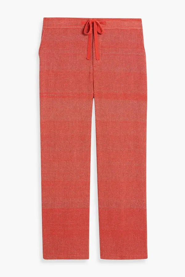 THE ELDER STATESMAN Blanket Striped Intarsia Cashmere Drawstring Pants - Papaya