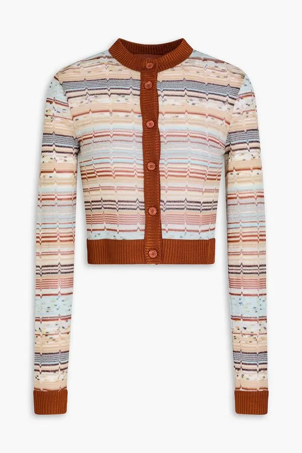 Missoni Cropped Metallic Crochet-knit Cardigan - Neutral
