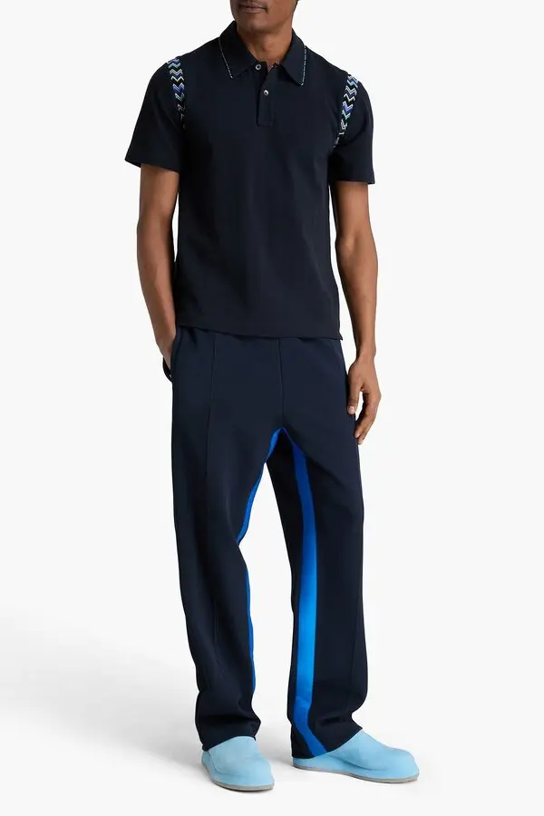Missoni Crochettrimmed Cottonpiqué Polo Shirt - Midnight Blue