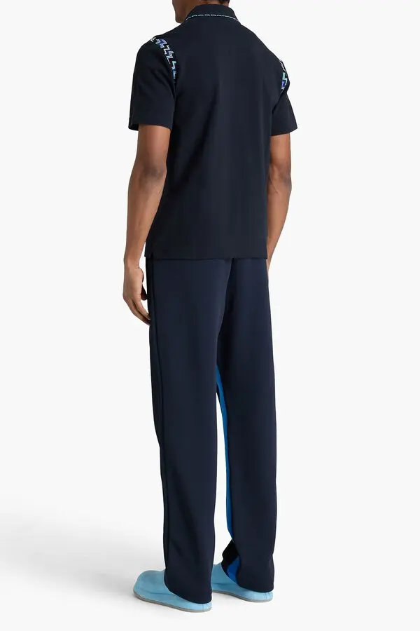 Missoni Crochettrimmed Cottonpiqué Polo Shirt - Midnight Blue