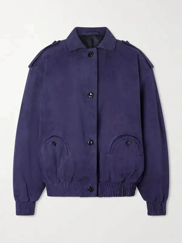 BLAZÉ MILANO Viva Charlie Padded Suede Bomber Jacket - Blue