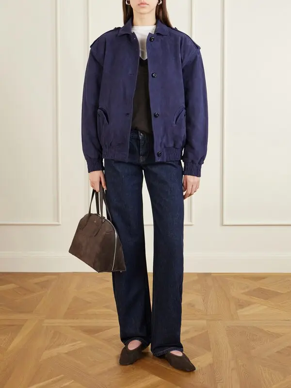 BLAZÉ MILANO Viva Charlie Padded Suede Bomber Jacket - Blue