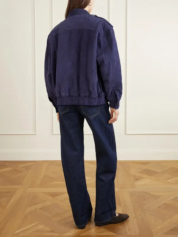 BLAZÉ MILANO Viva Charlie Padded Suede Bomber Jacket - Blue