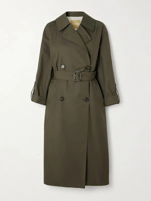 Max Mara Mtcarte Double-breasted Cotton-blend Gabardine Trench Coat - Brown