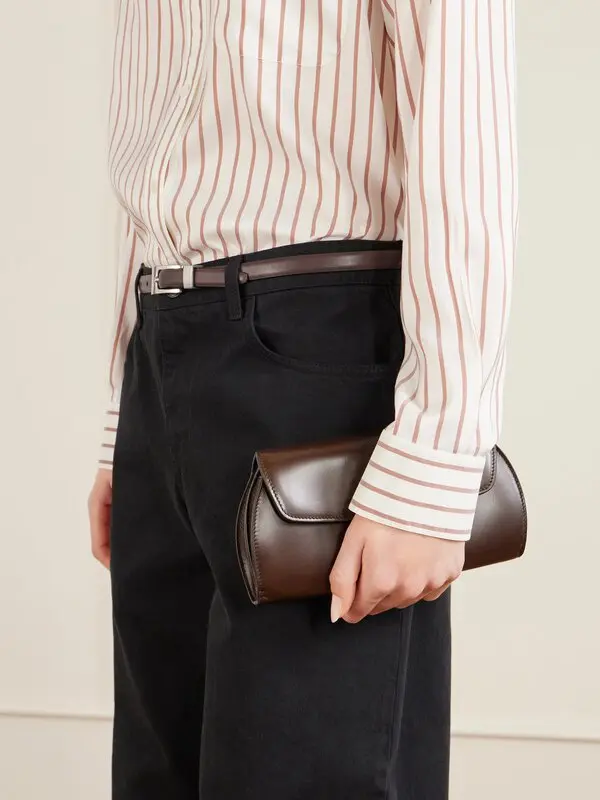 THE ROW Curved Leather Clutch