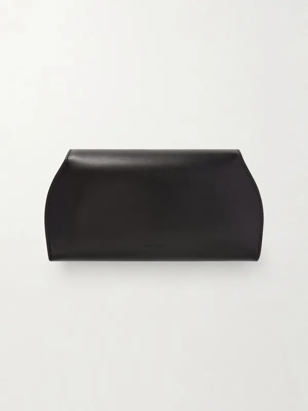 THE ROW Curved Leather Clutch - Black