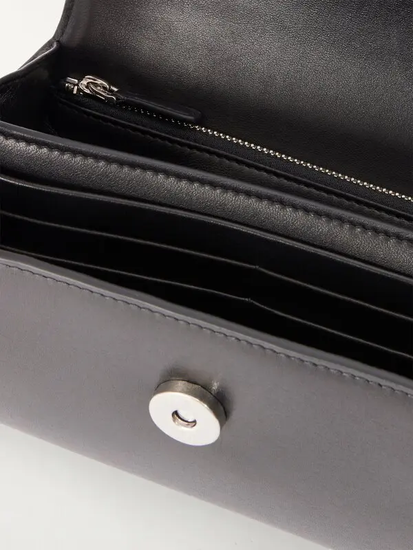THE ROW Curved Leather Clutch - Black