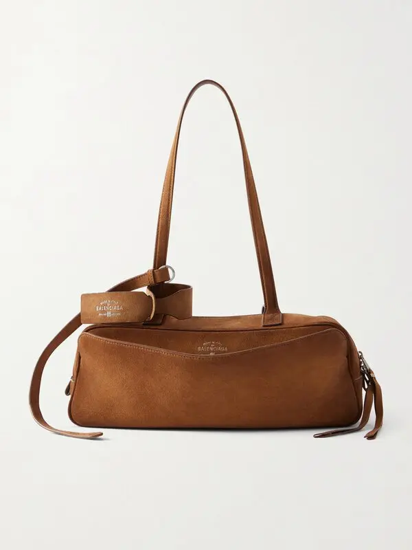 Balenciaga Carrie Small Suede Shoulder Bag - Brown