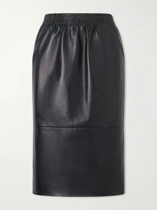 Chloé Gathered Leather Pencil Skirt