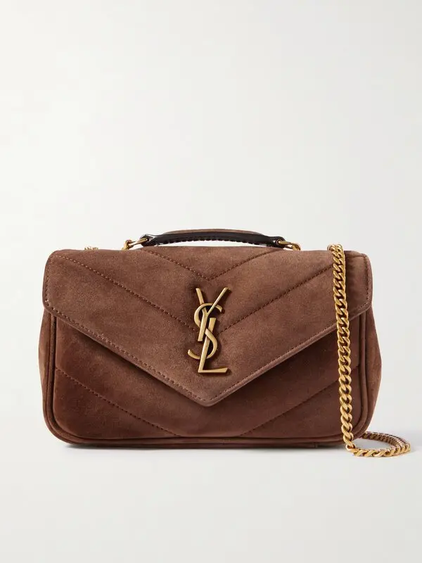 Saint Laurent Loulou Mini Matelassé Shoulder Bag - Brown