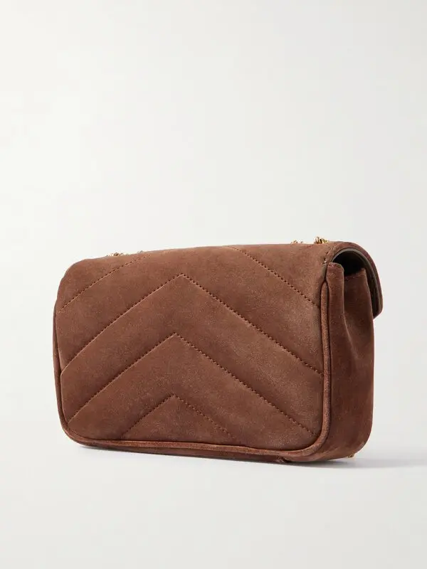 Saint Laurent Loulou Mini Matelassé Shoulder Bag - Brown