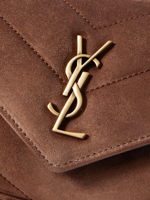 Saint Laurent Loulou Mini Matelassé Shoulder Bag - Brown