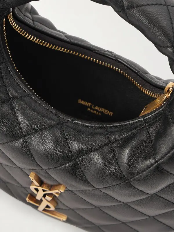 Saint Laurent Icarino Mini Matelassé Leather Shoulder Bag - Black
