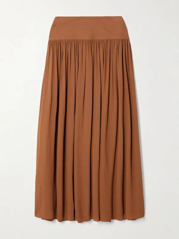 JOSEPH Santos Pinstriped Midi Skirt - Brown