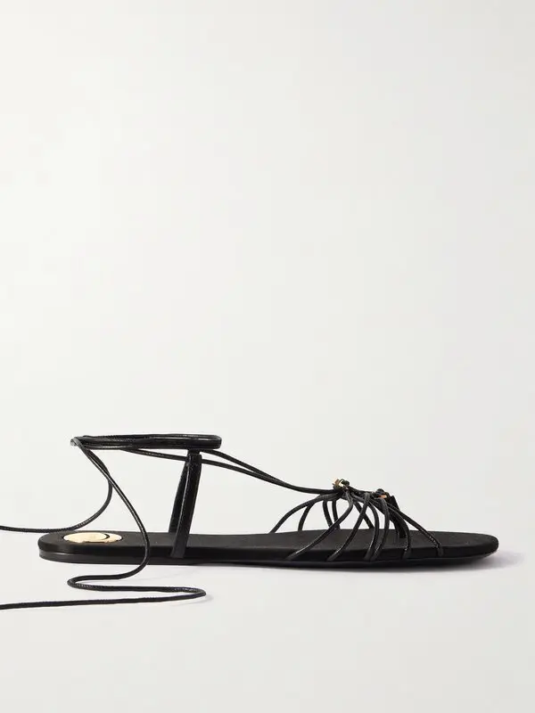 Saint Laurent Babylone Logo-embellished Leather Sandals - Black