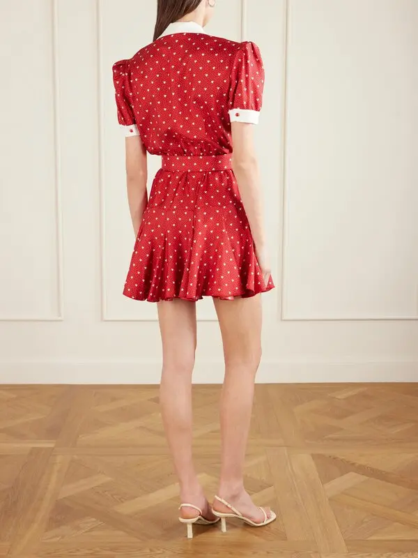 RODARTE Belted Printed Silk-twill Mini Dress