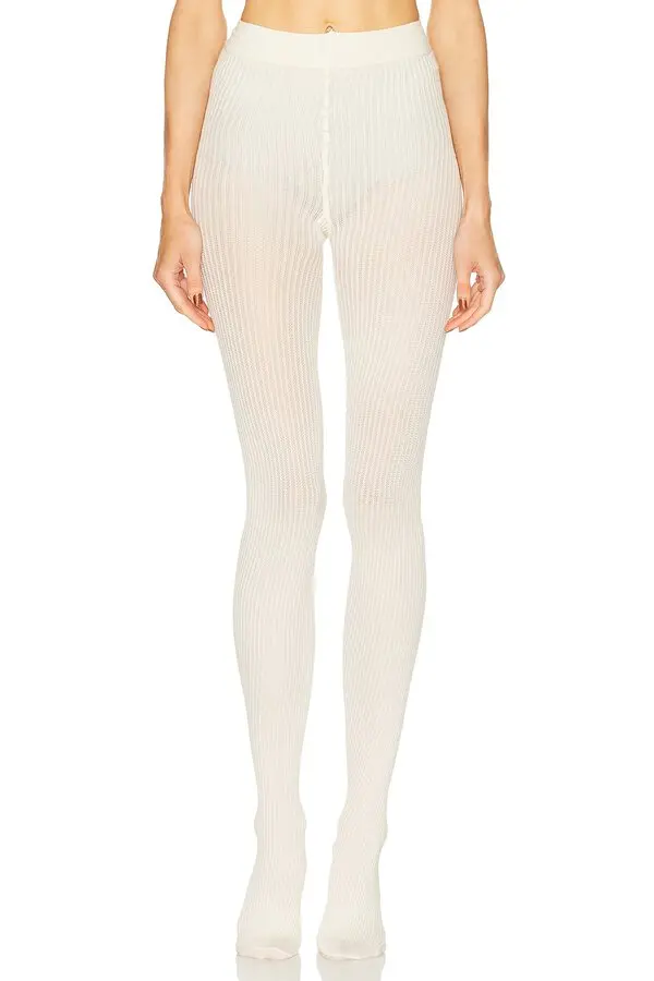 Swedish Stockings Zoe Ribbed Tights - Ivory