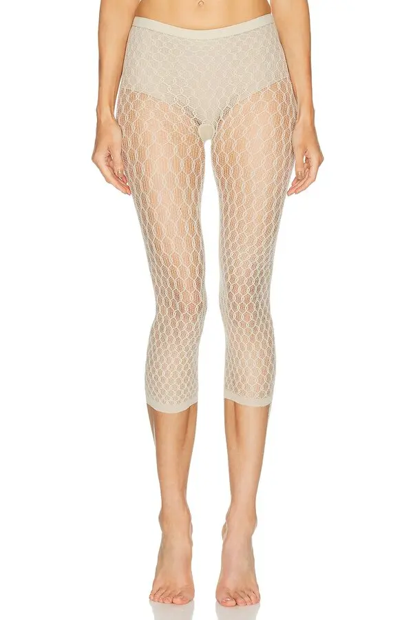 Swedish Stockings Laura Net Capri Tights - Oyster Grey
