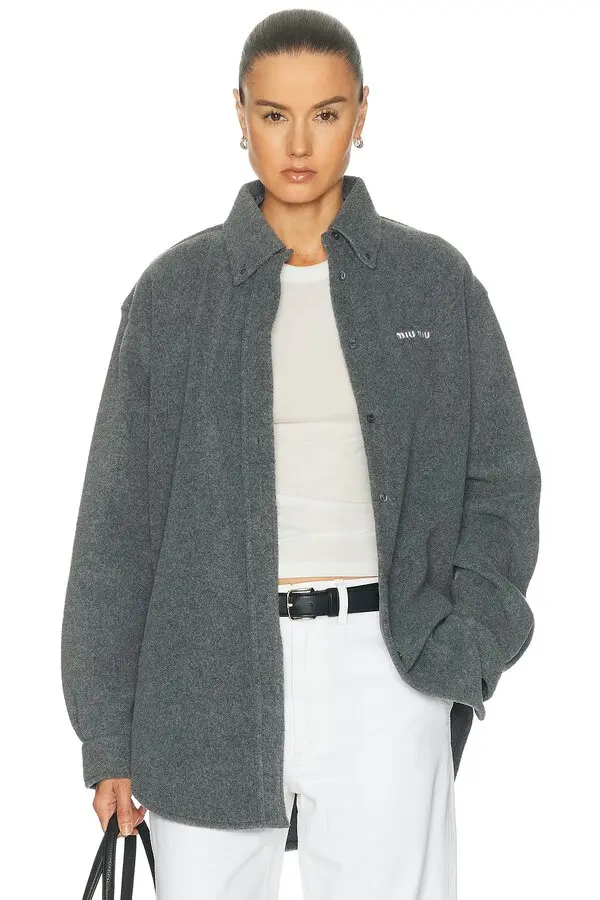 Miu Miu Popeline Shirt - Grigio