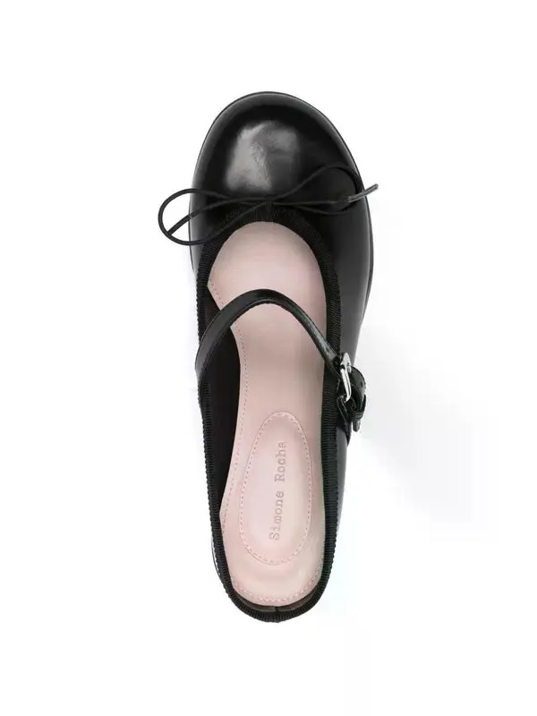 Simone Rocha Polished-leather Bow Mules