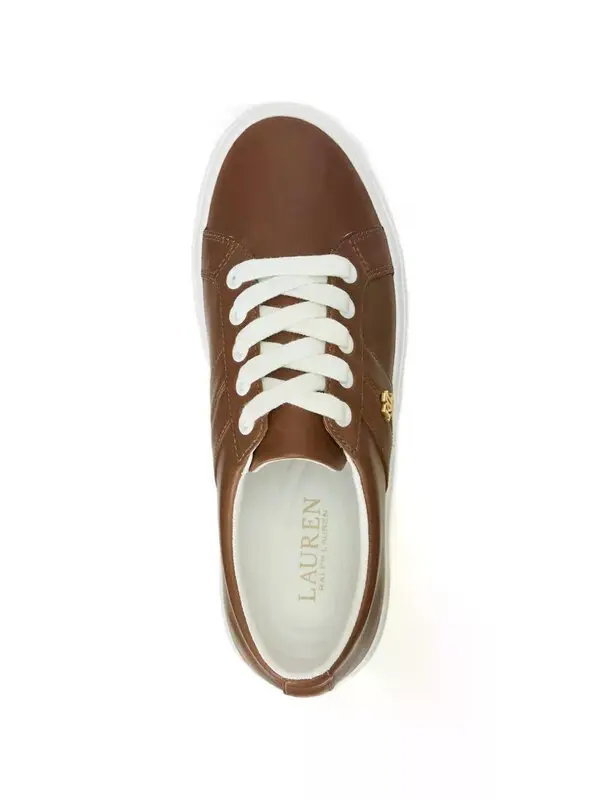 Ralph Lauren Janson Ii Metal-logo Sneakers - Brown