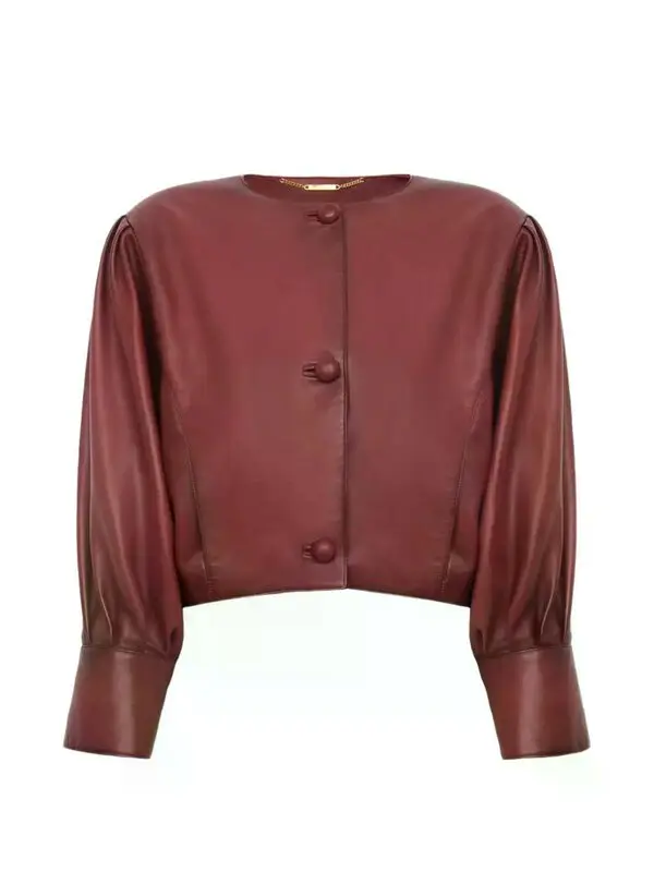 Chloé Puff-sleeve Leather Jacket - Brown