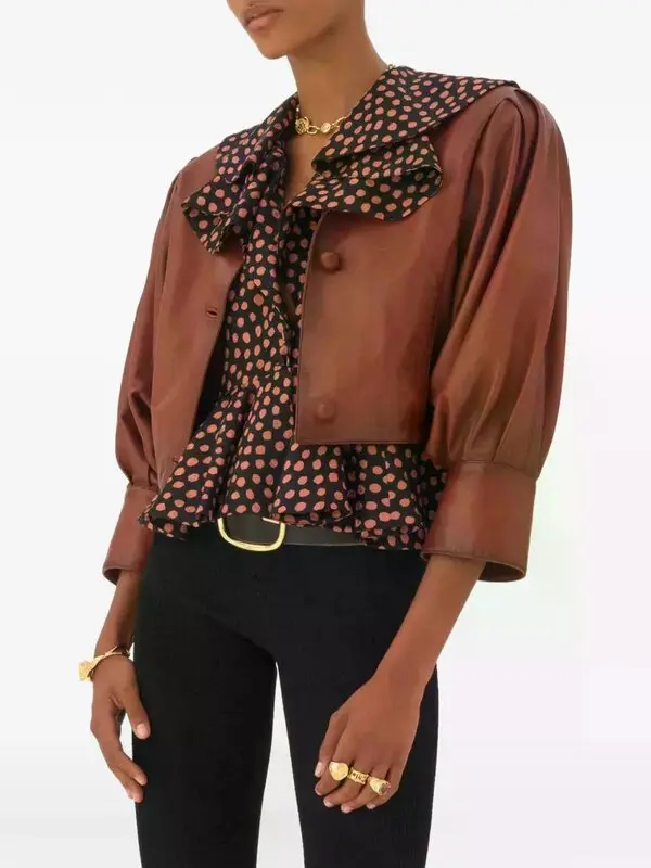 Chloé Puff-sleeve Leather Jacket - Brown